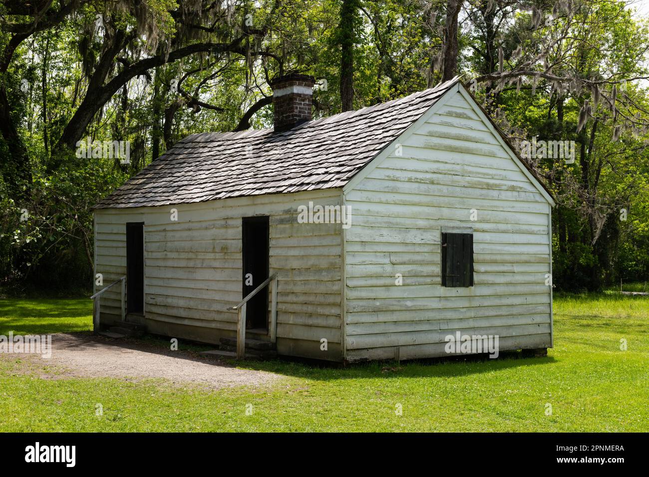 Charleston, South Carolina, USA - April 10, 2023: Slave Cabin at the historic Magnolia ...