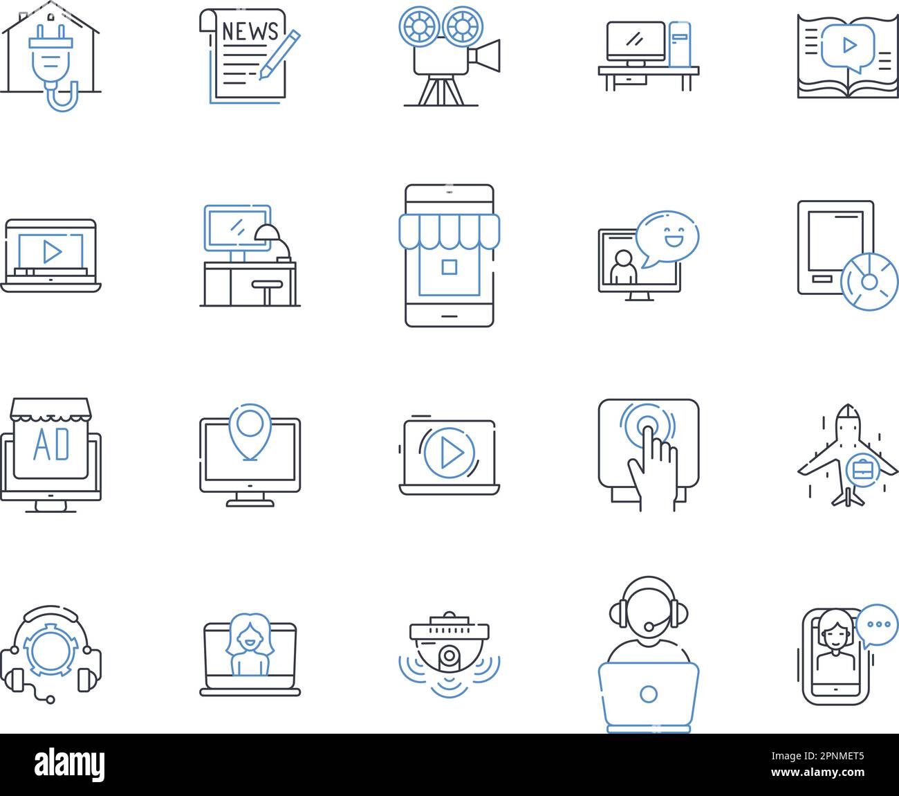 Web management line icons collection. Optimization, Development, Security, Analytics, Design ...