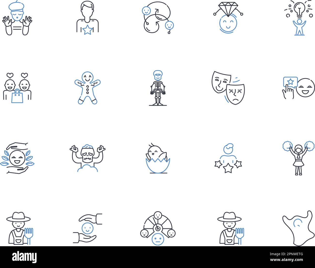 Hilarious individuals line icons collection. Comedian, Clown, Jester ...