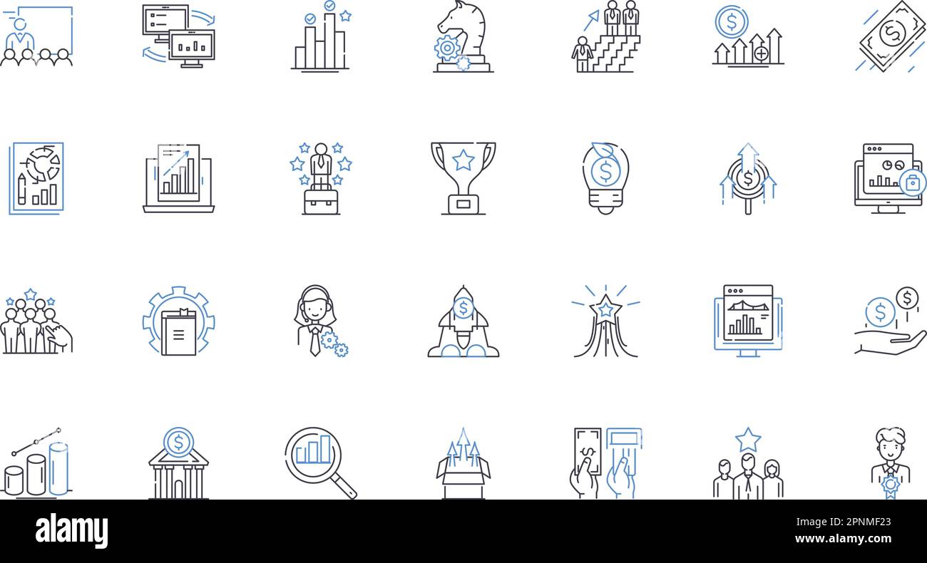 Strategic Scrutiny Line Icons Collection Analysis Evaluation
