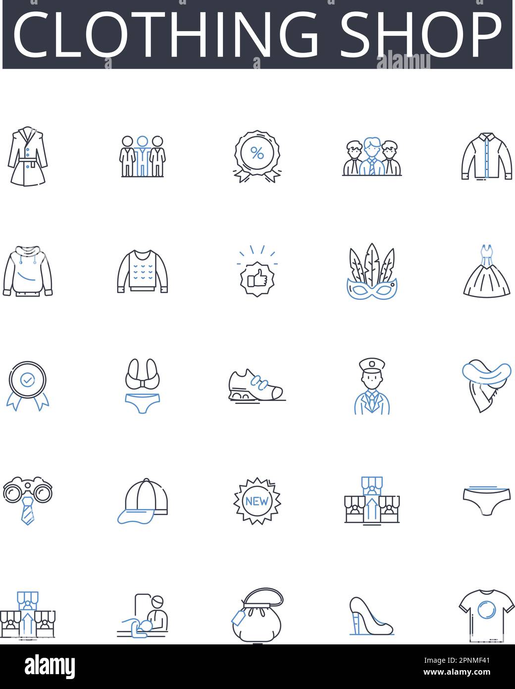 Clothing shop line icons collection. Progress, Advancement, Development ...