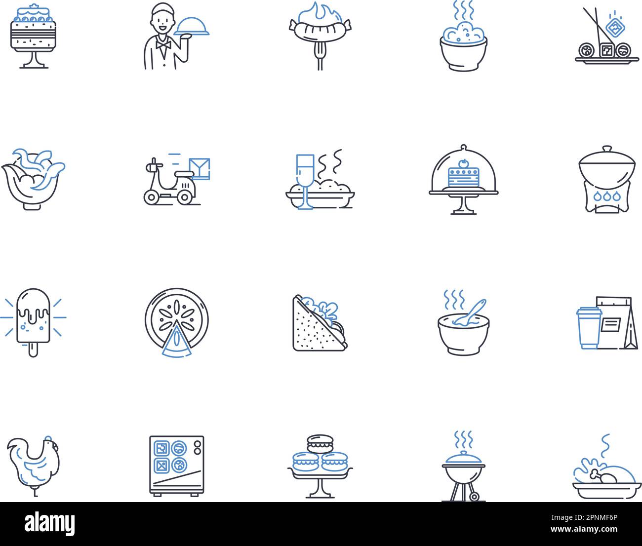 Snacks line icons collection. Chips, Pretzels, Popcorn, Nuts, Crackers ...