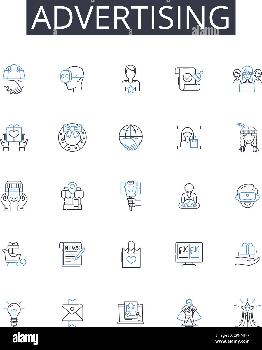 Advertising line icons collection. Promotion, Marketing, Communication ...