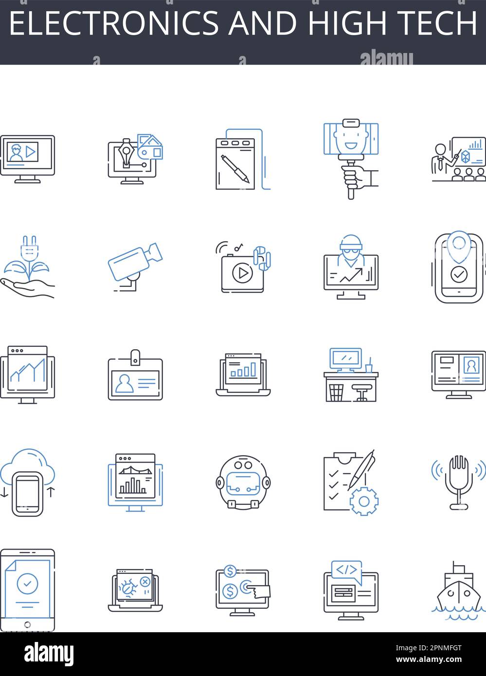 Electronics and high tech line icons collection. Gadgets, Devices ...