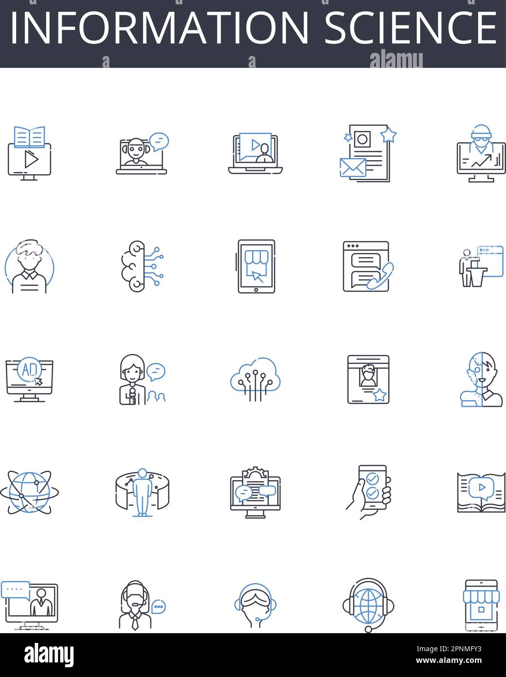 Information Science Line Icons Collection Distribution Allocation