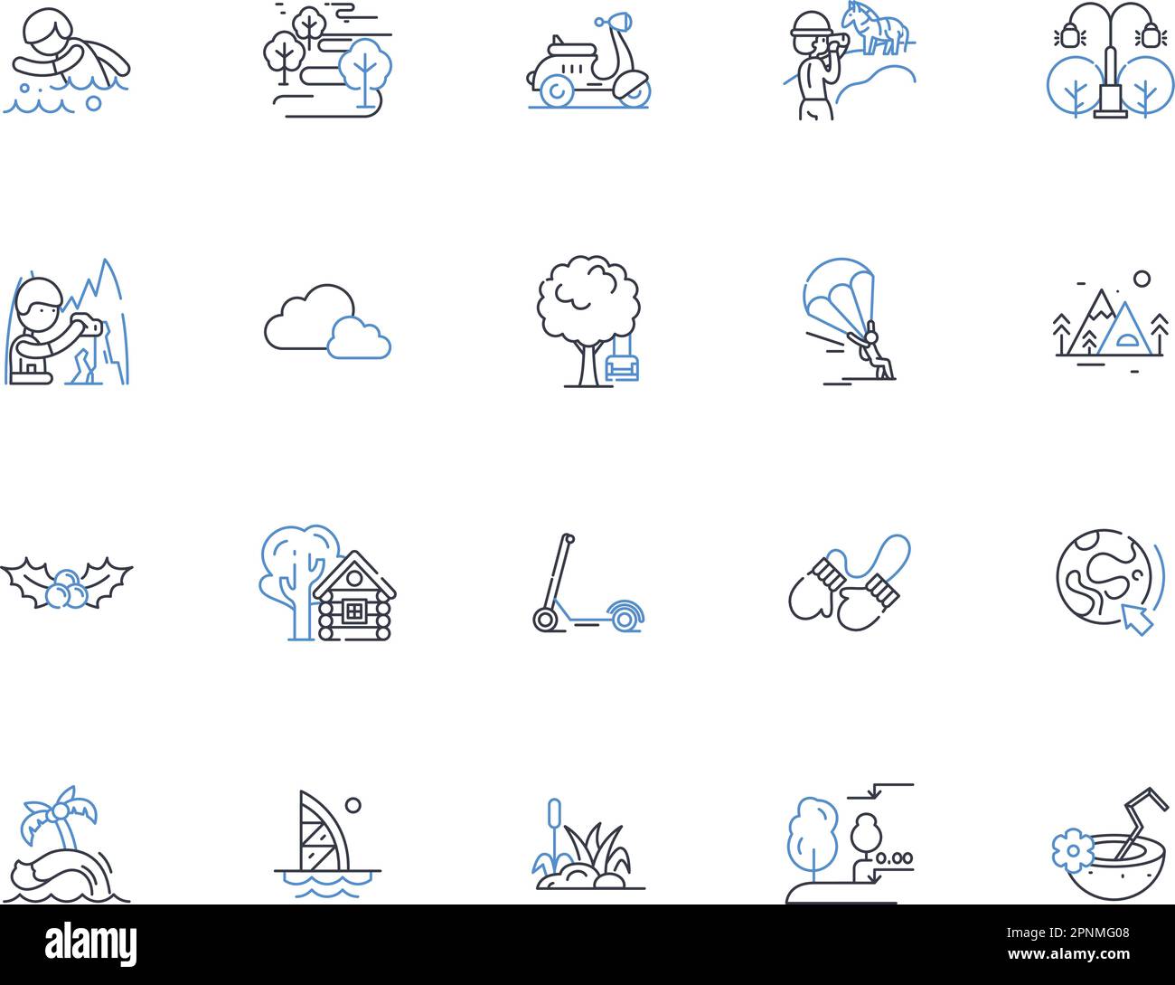 Natural world line icons collection. Forest, Ocean, Mountain, River ... Natural world line icons collection. Forest, Ocean, Mountain, River ...