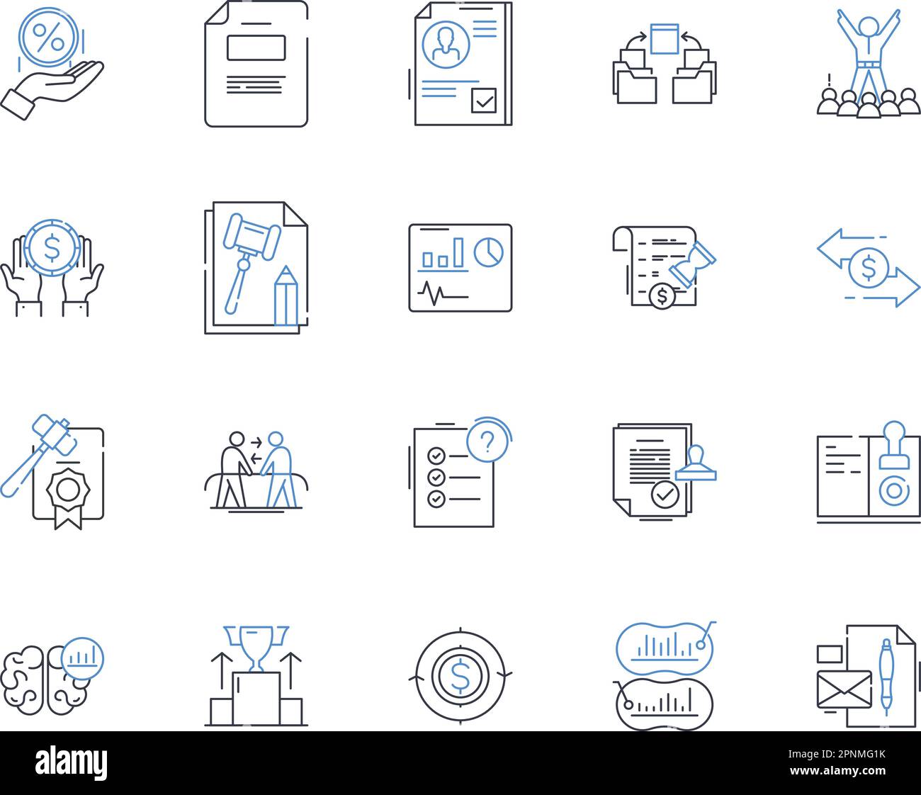 Advocate establishment line icons collection. Advocacy, Representation ...