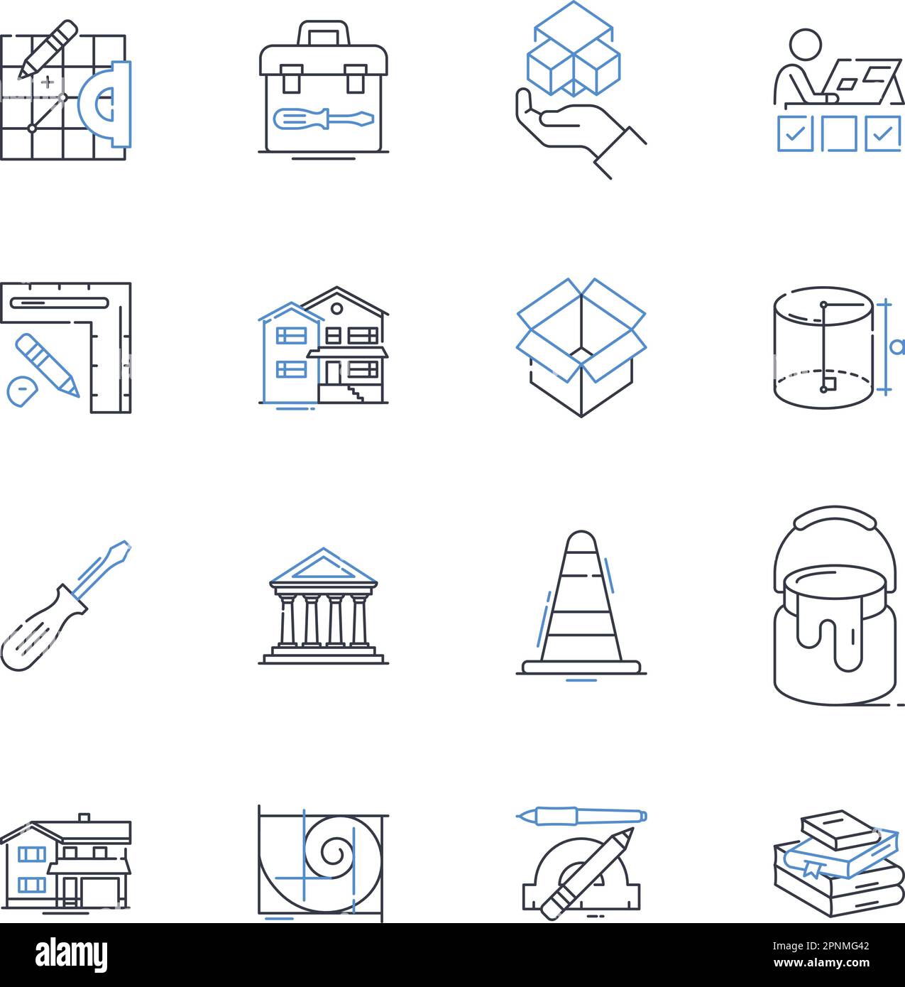 Architectural tools line icons collection. lueprints, Sketches ...