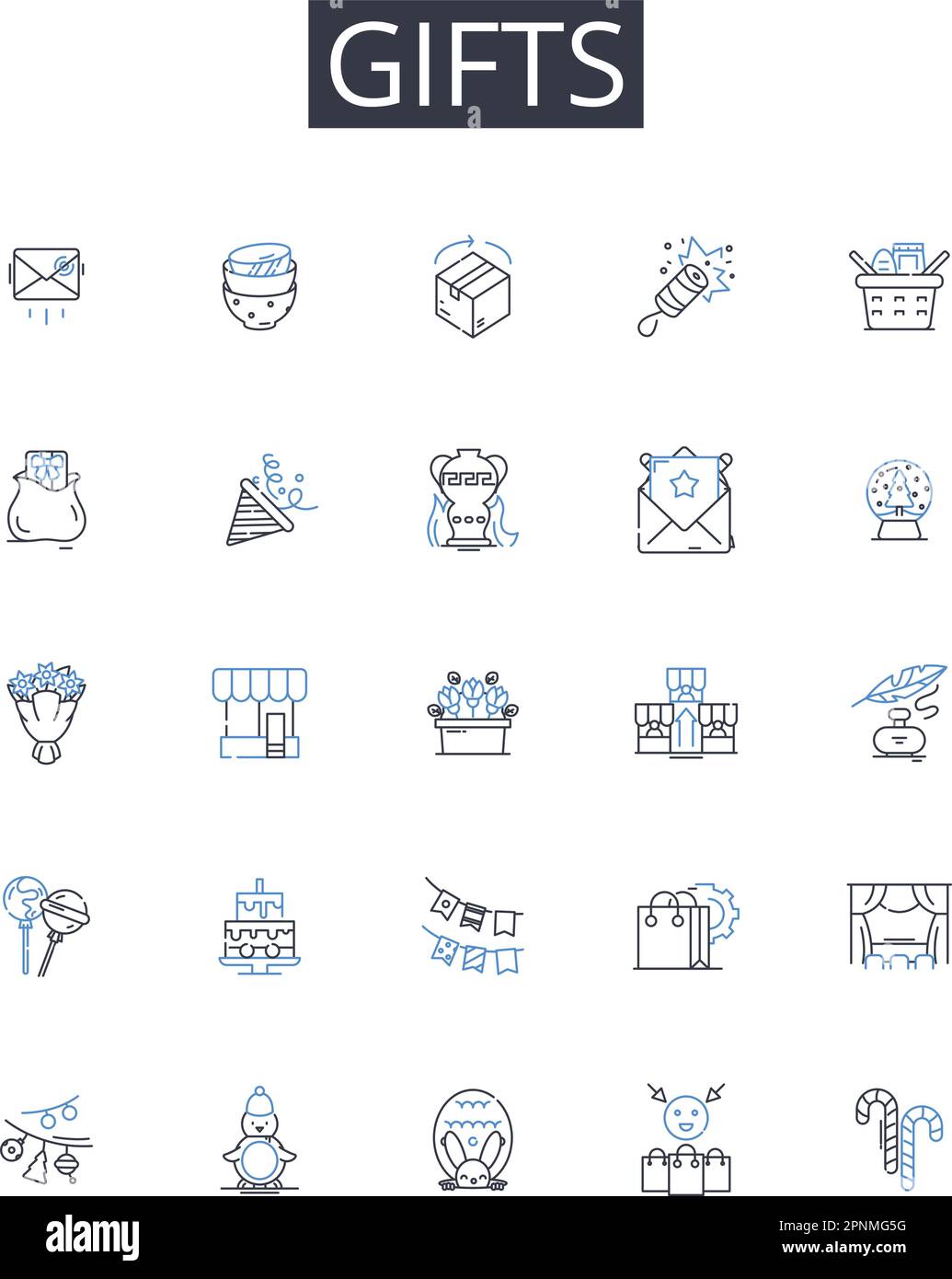 Gifts line icons collection. Presents, Souvenirs, Prizes, Rewards ...