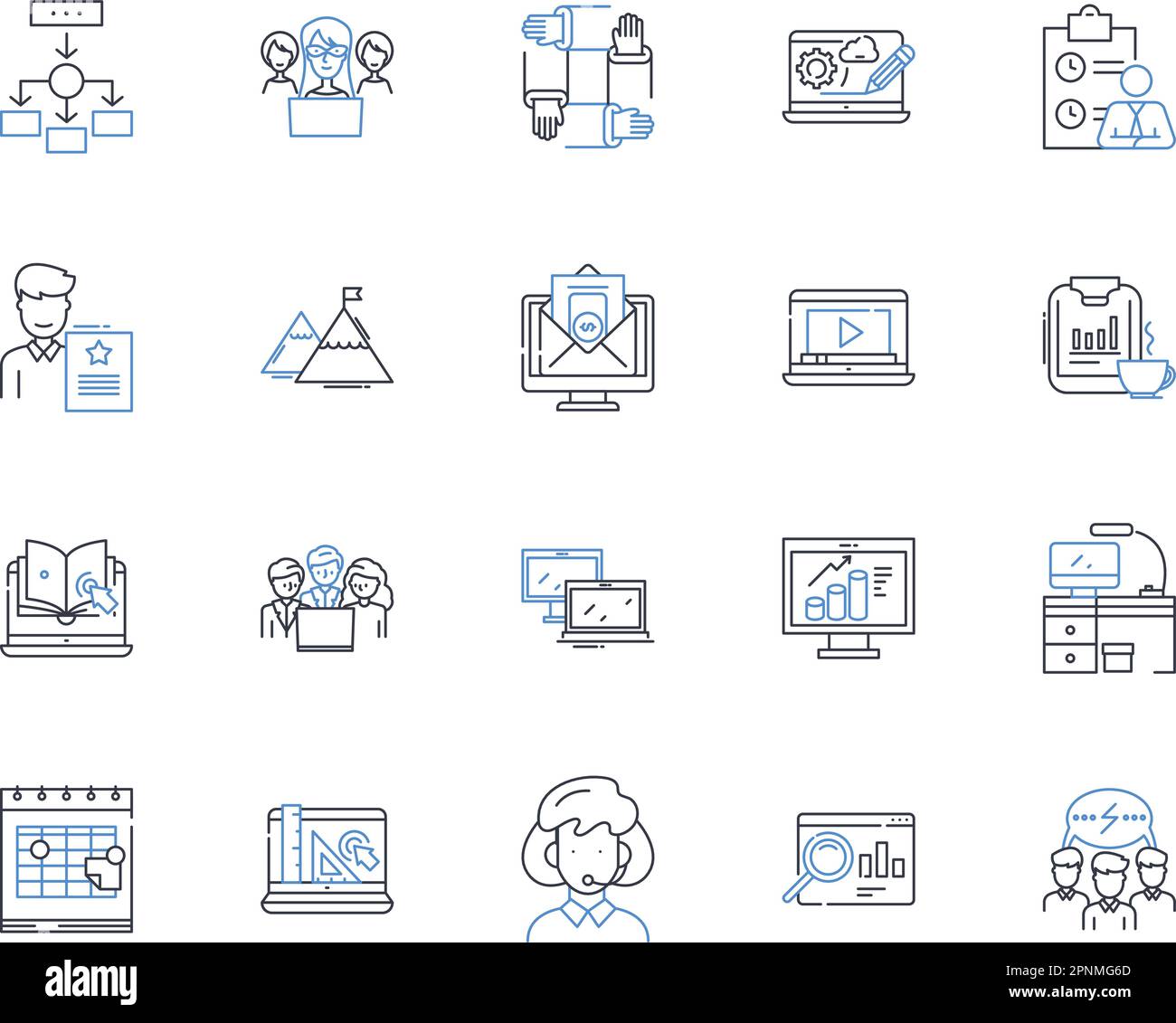 Business machinery line icons collection. Equipment, Machinery, Tools ...