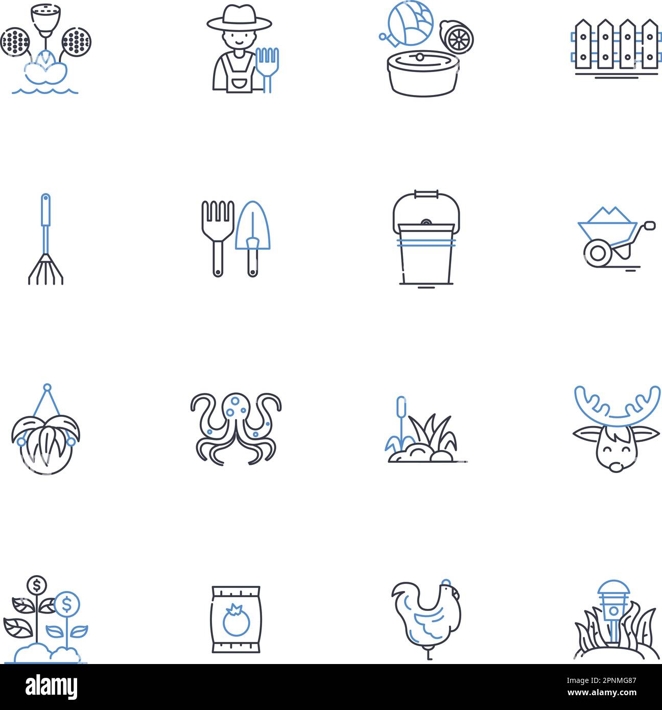 Farming technology line icons collection. Precision, Irrigation ...