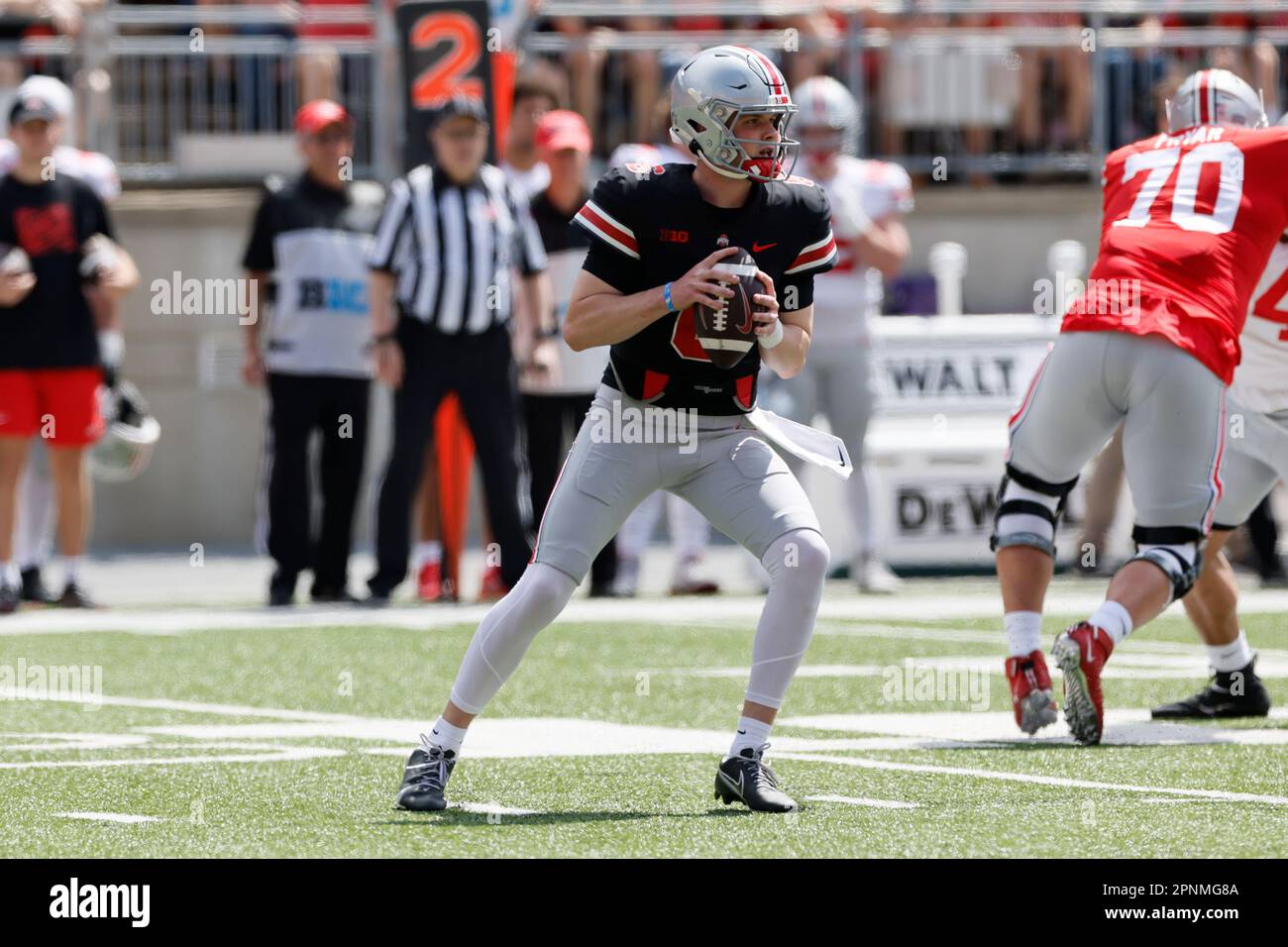 Ohio State quarterback Kyle McCord plays in their NCAA college football ...