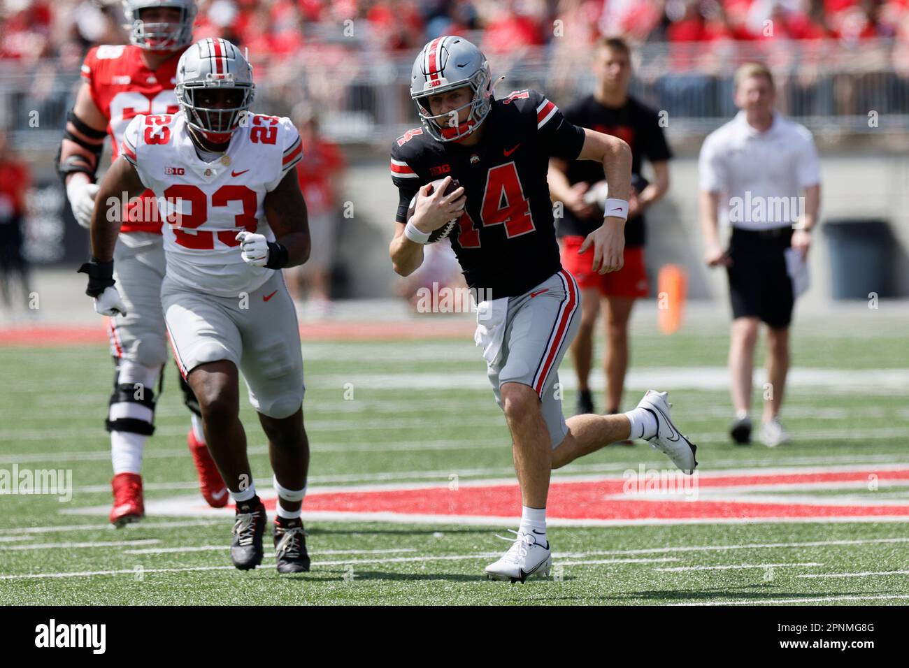 Ohio State quarterback Tristan Gebbia plays in their NCAA college ...