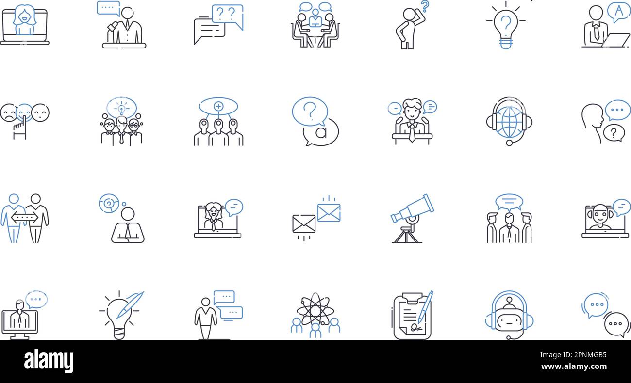 Probing and elucidations line icons collection. Exploration, Analysis ...