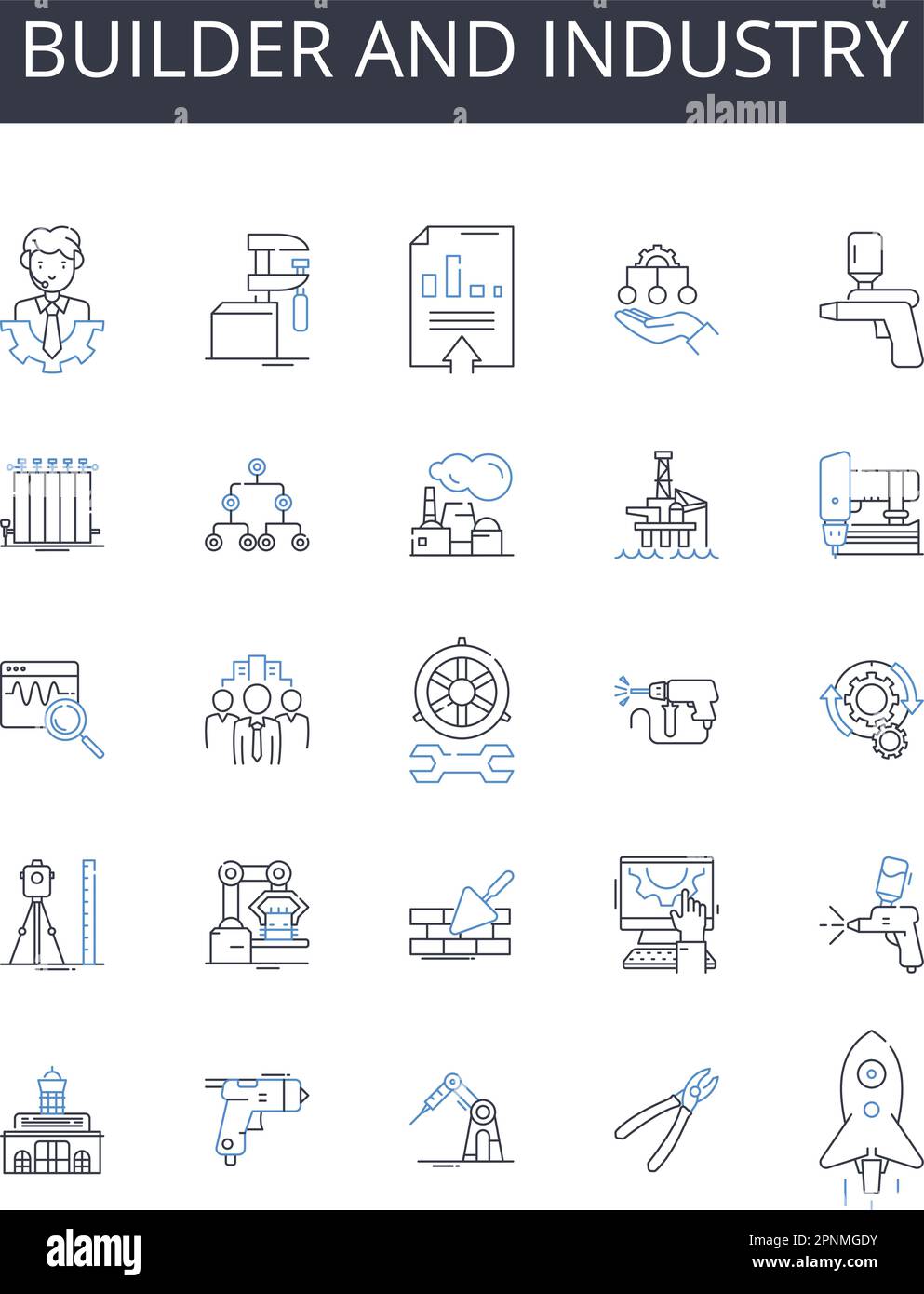 Builder and industry line icons collection. Construction industry ...