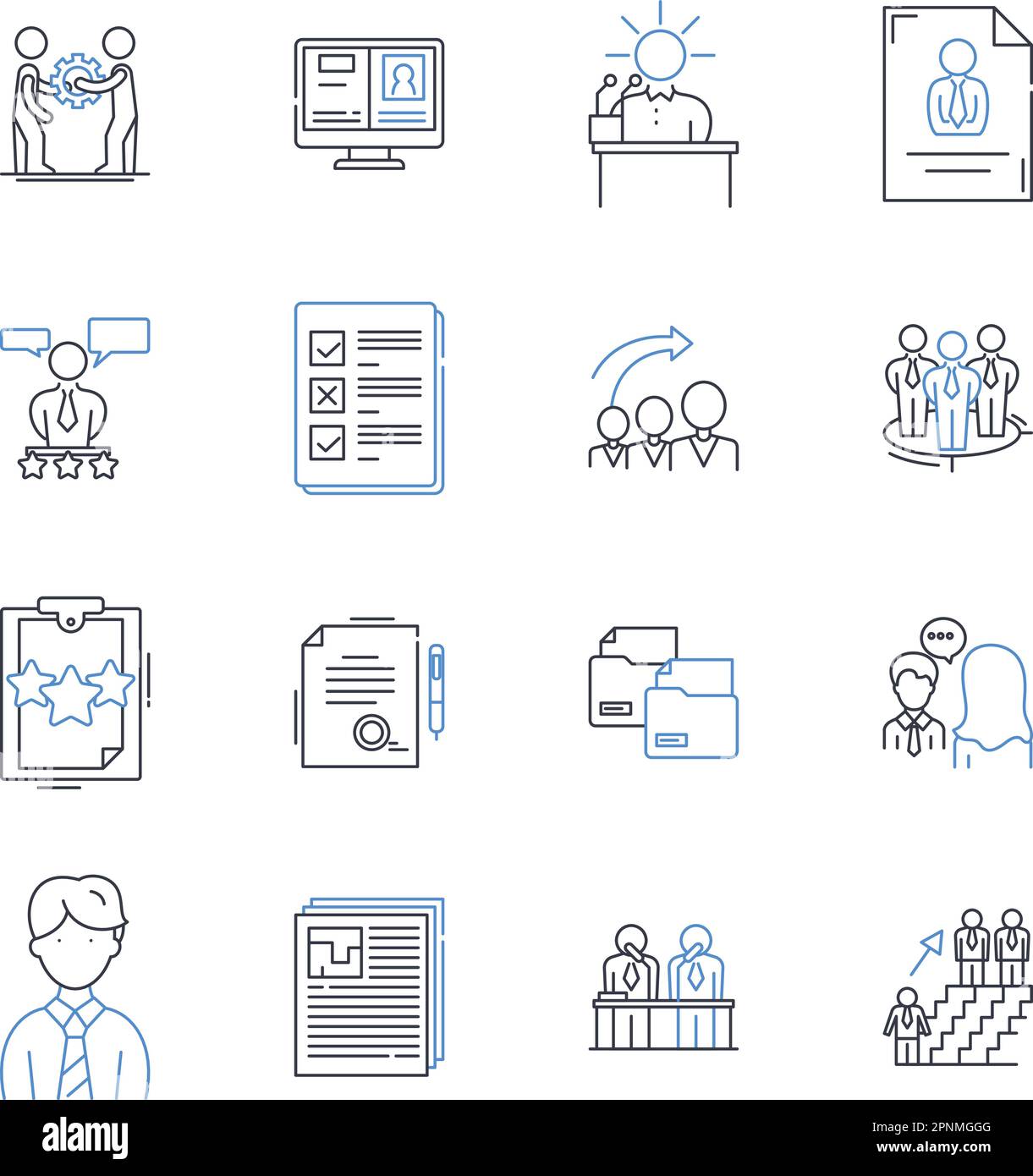 Organization Hub Line Icons Collection Management Collaboration