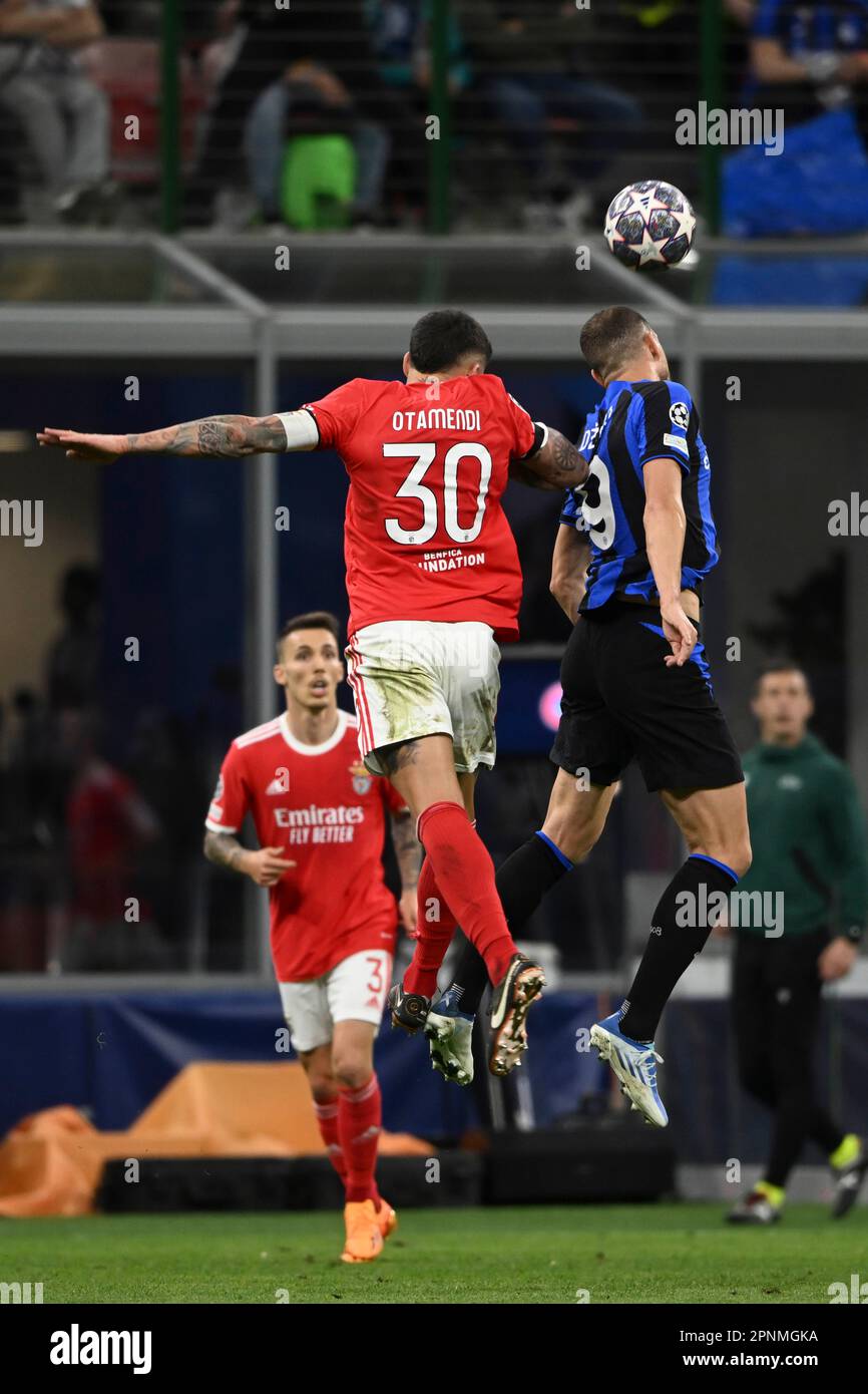 Nicolas Otamendi (Benfica)Edin Dzeko (Inter) during the UEFA "Champions ...