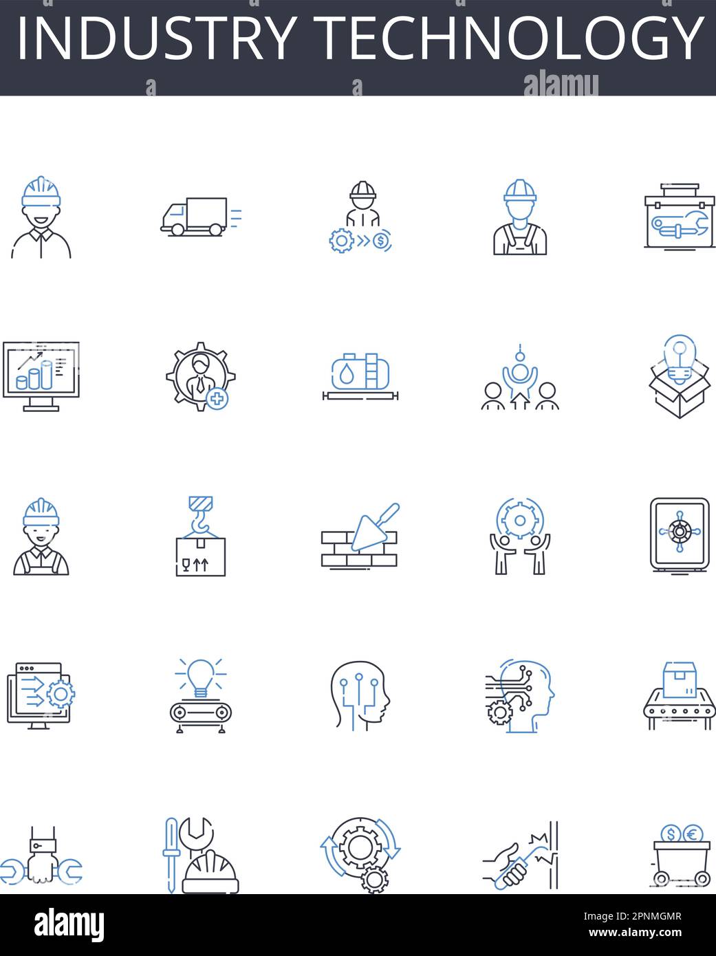 Industry technology line icons collection. Manufacturing, Engineering ... Industry technology line icons collection. Manufacturing, Engineering ...