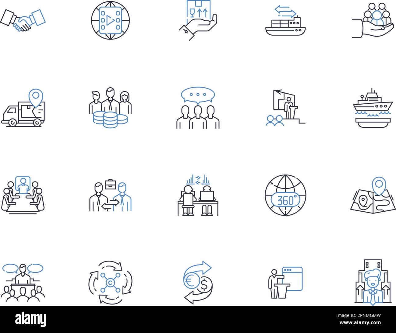 Global enterprise line icons collection. Interconnected, Multinational ...
