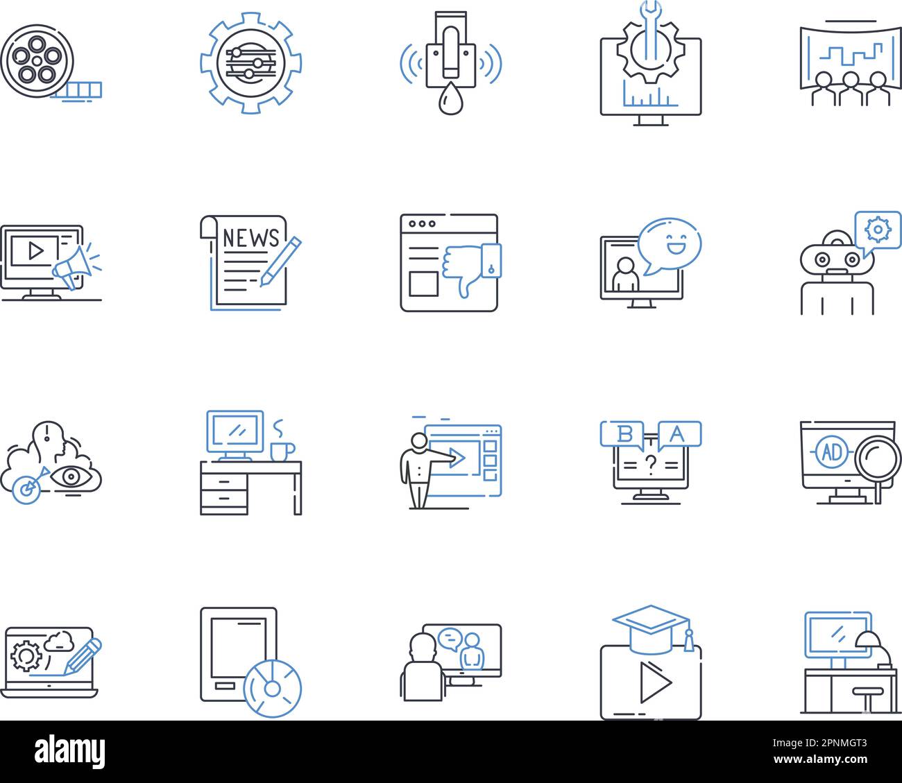 Multimedia enterprise line icons collection. Creative, Interactive ...
