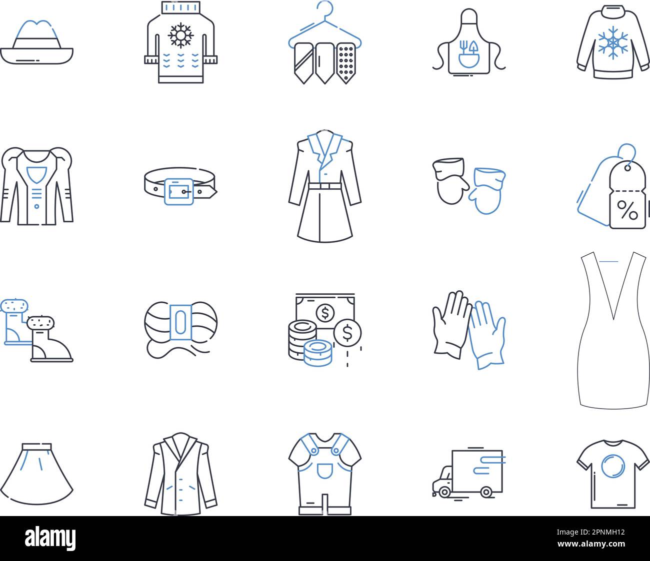 Shopping district line icons collection. Boutiques, Malls, Markets ...