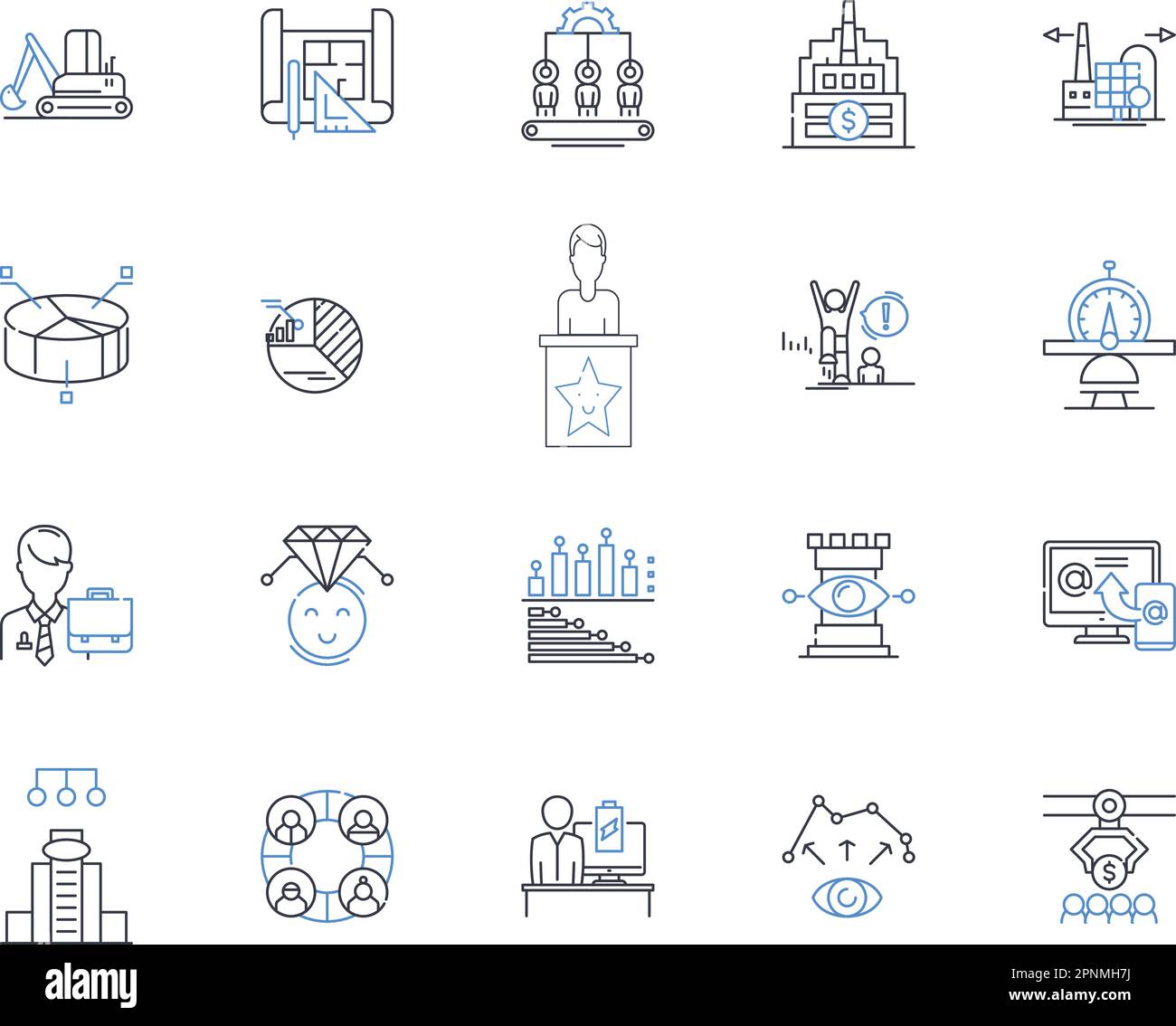 Office function line icons collection. Collaboration, Productivity, Communication, Efficiency ...