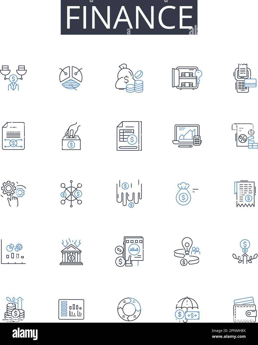 Finance line icons collection. digital, SEO, social media, e-commerce ...