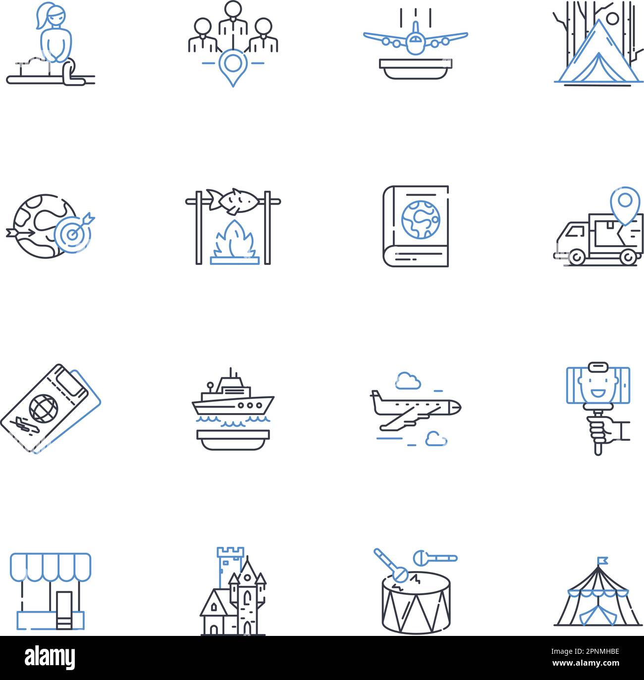 Trekking line icons collection. Hike, Trail, Adventure, Nature, Outdoor ...