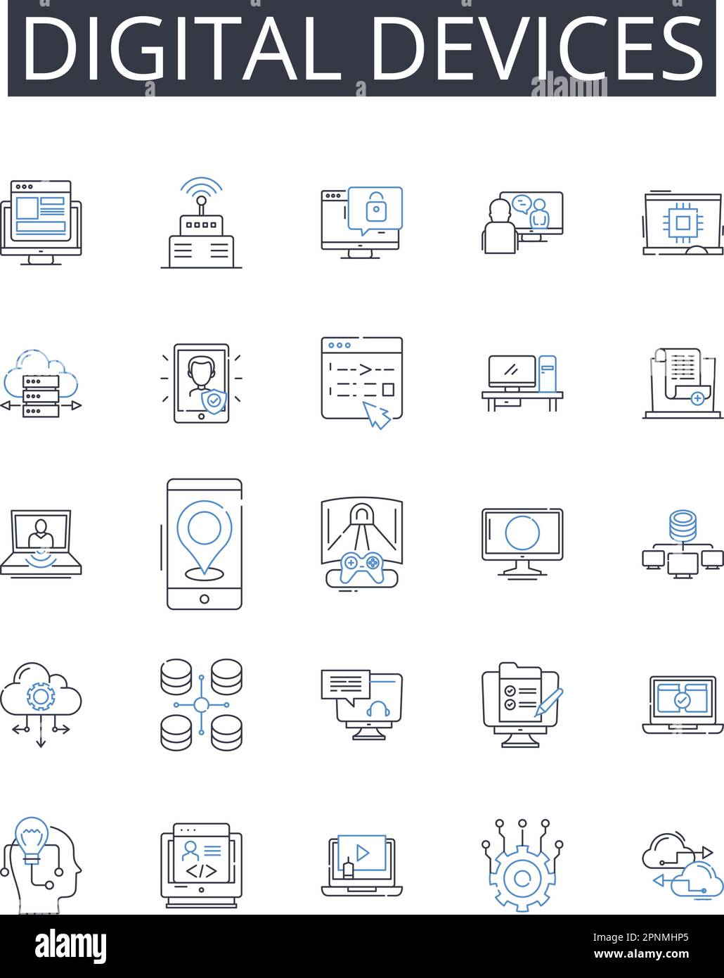 Digital devices line icons collection. Electronic gadgets, Advanced ...