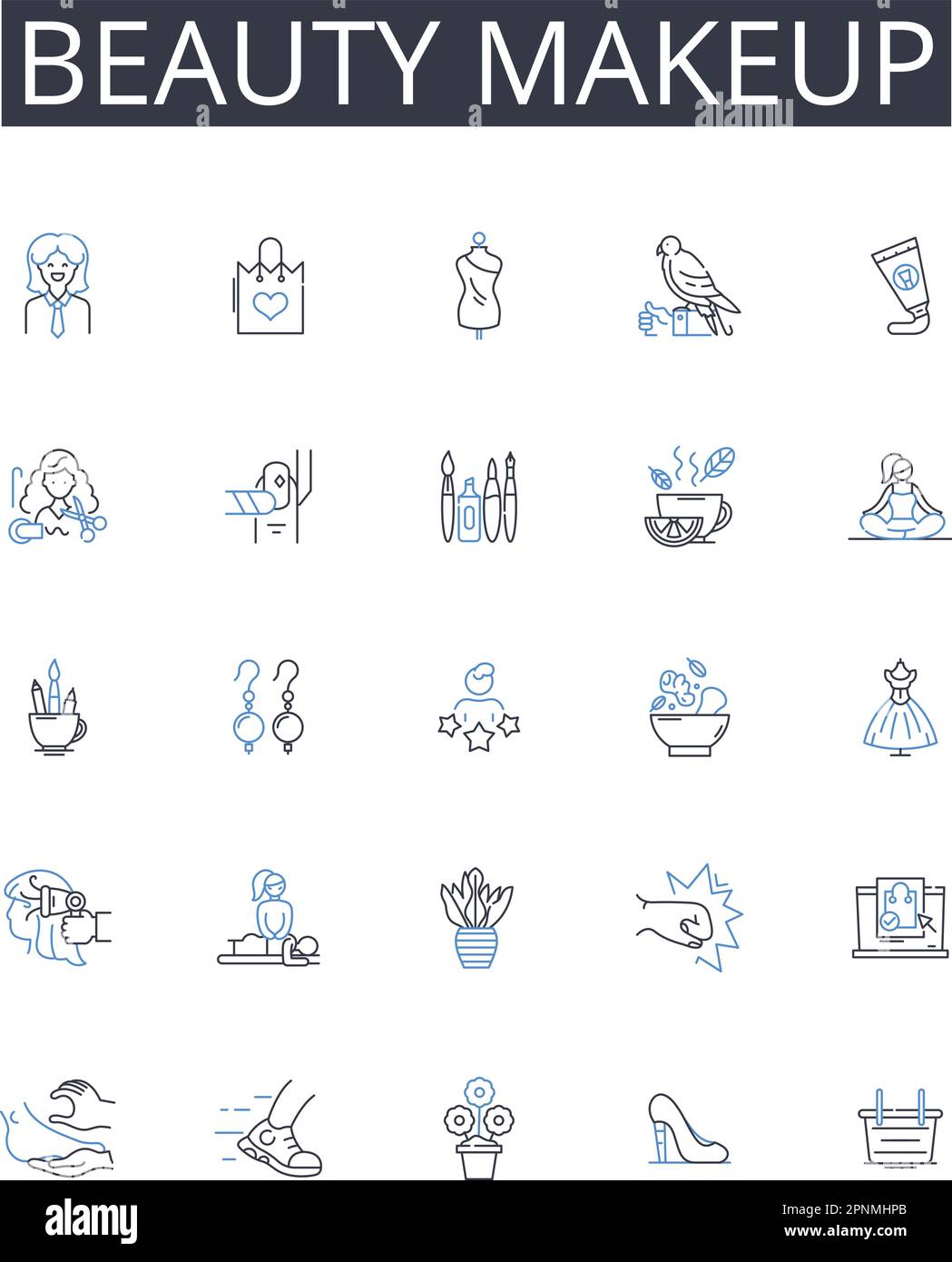 Beauty makeup line icons collection. Advice, Feedback, Support ...