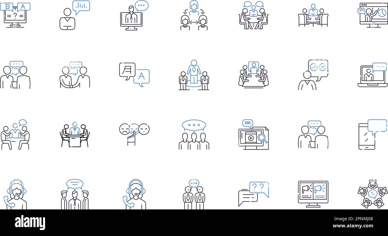 Interacting Humans Line Icons Collection Conversation Communication