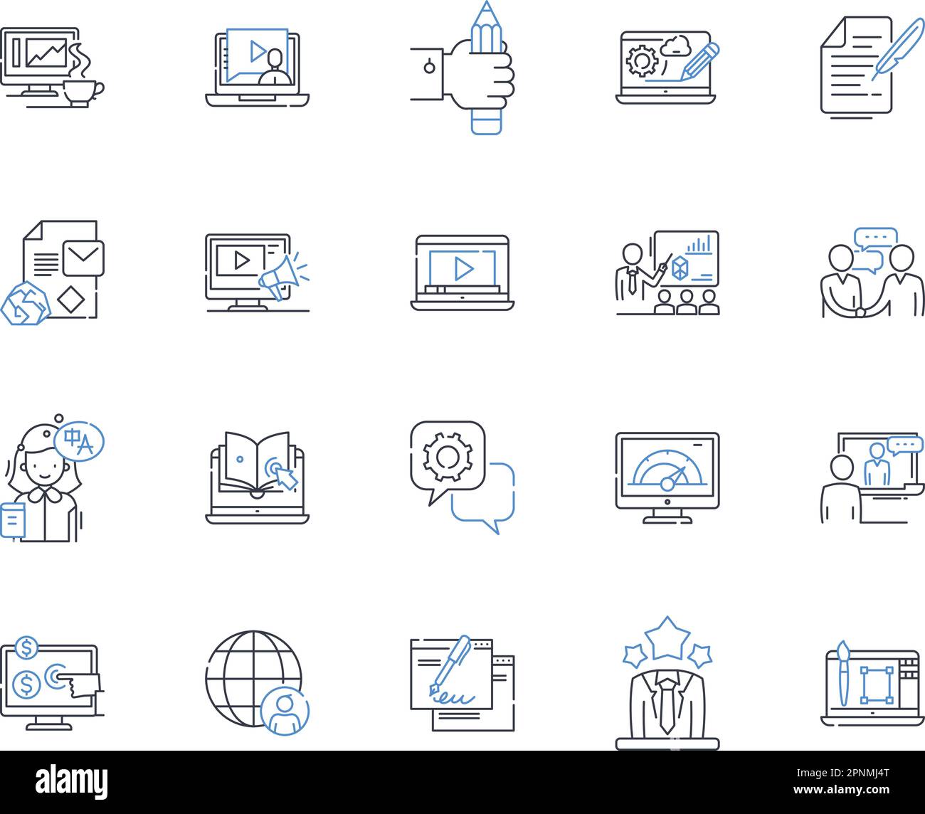 Human resources and employment line icons collection. Recruitment ...