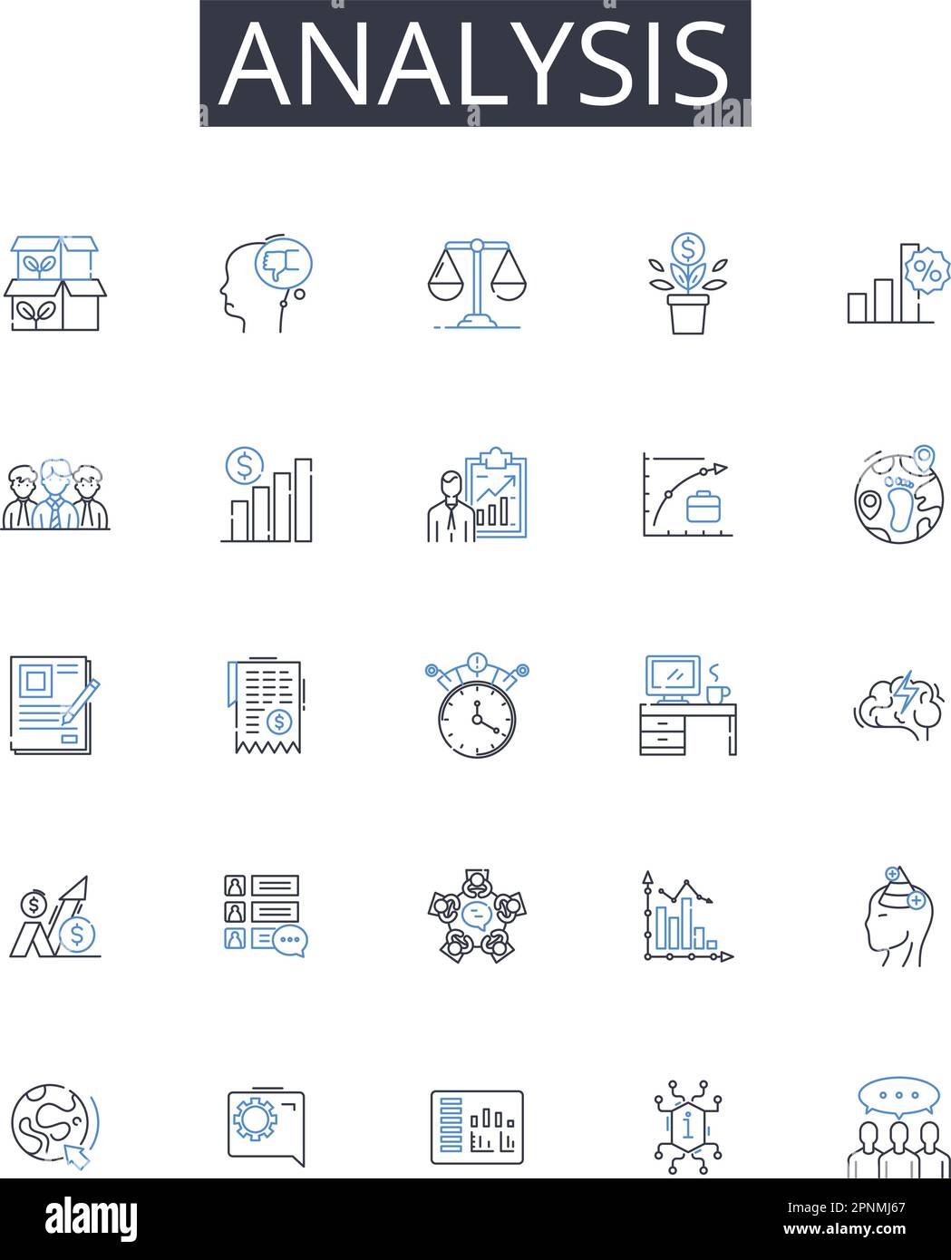 Analysis line icons collection. Leadership, Vision, Management ...