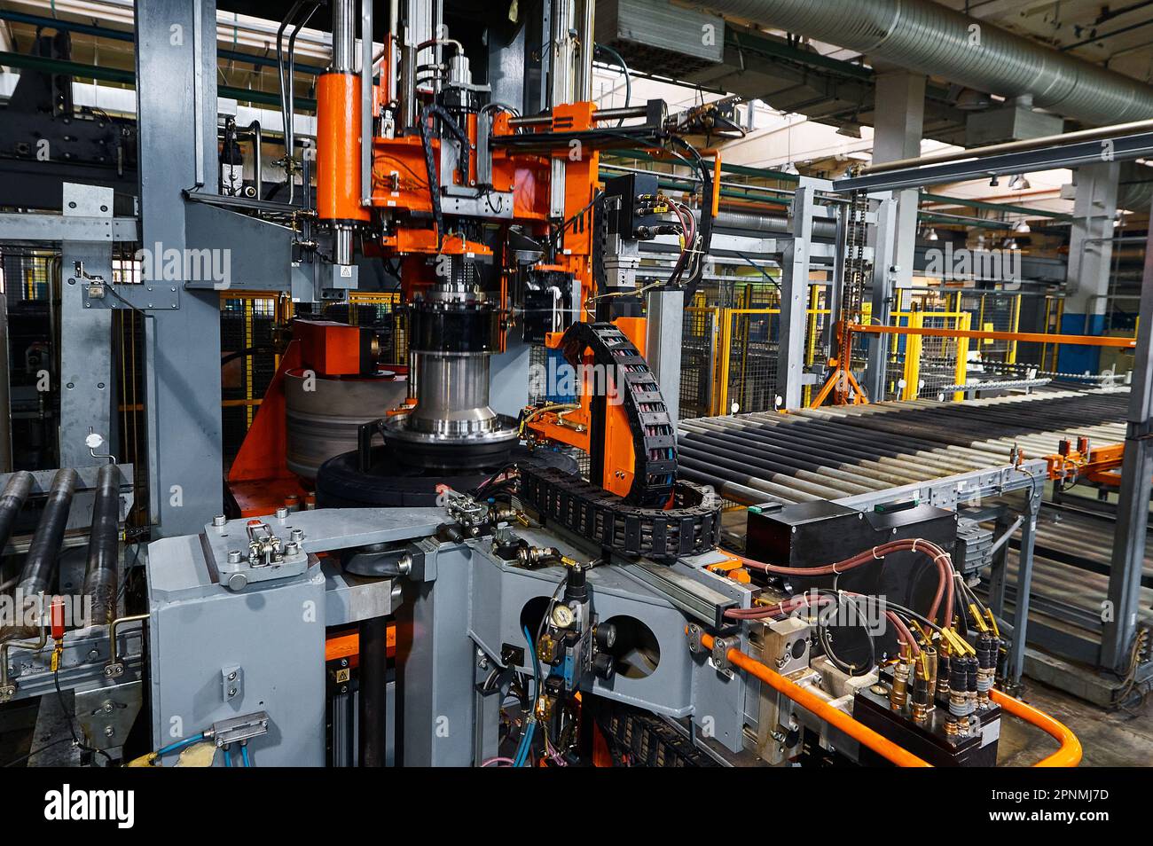 Production line for rubber compound calendering in workshop Stock Photo ...