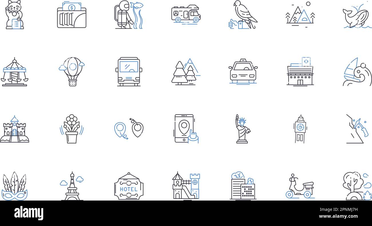 Wandering quest line icons collection. Adventure, Exploration, Travel ...
