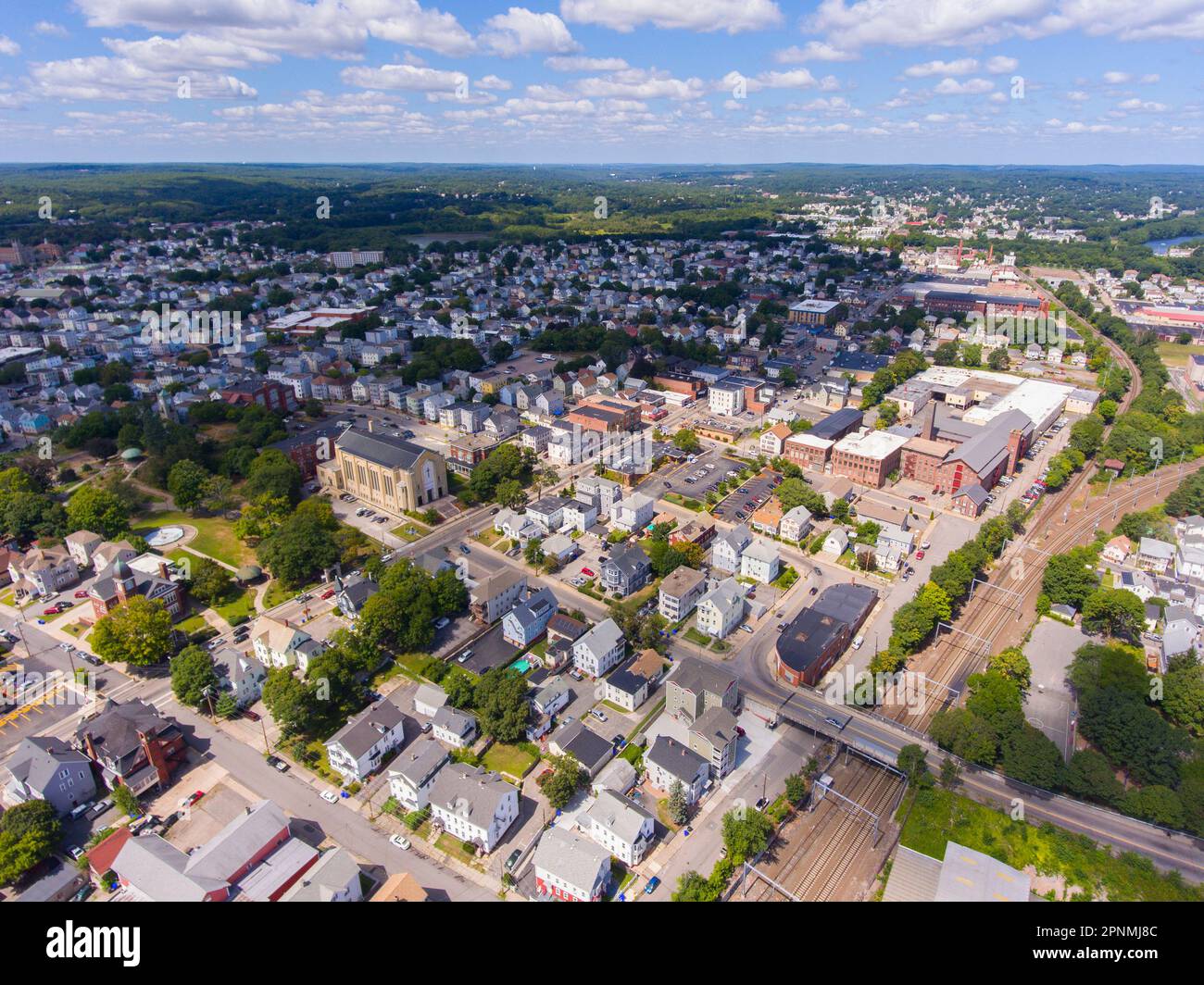 Central Falls historic city center aerial view including Igreja Jesus ...