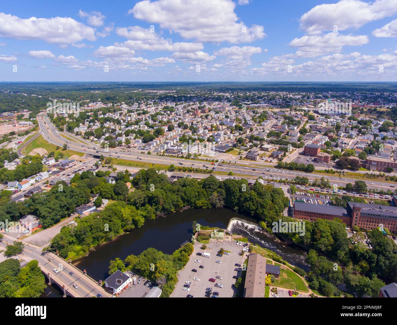 Pawtucket Quality Hill historic district aerial view including ...