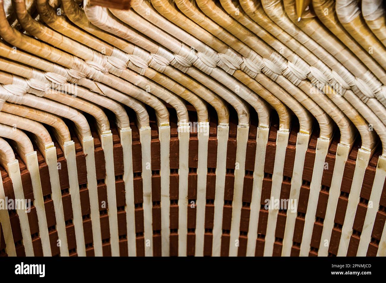 Electric engine stator with copper bus bars and fabric Stock Photo - Alamy