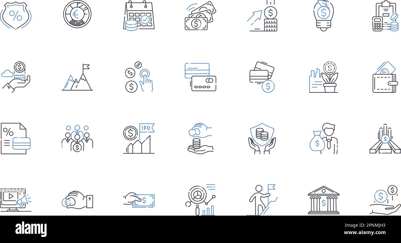 Stock Trade Line Icons Collection Stocks Trading Market Investment