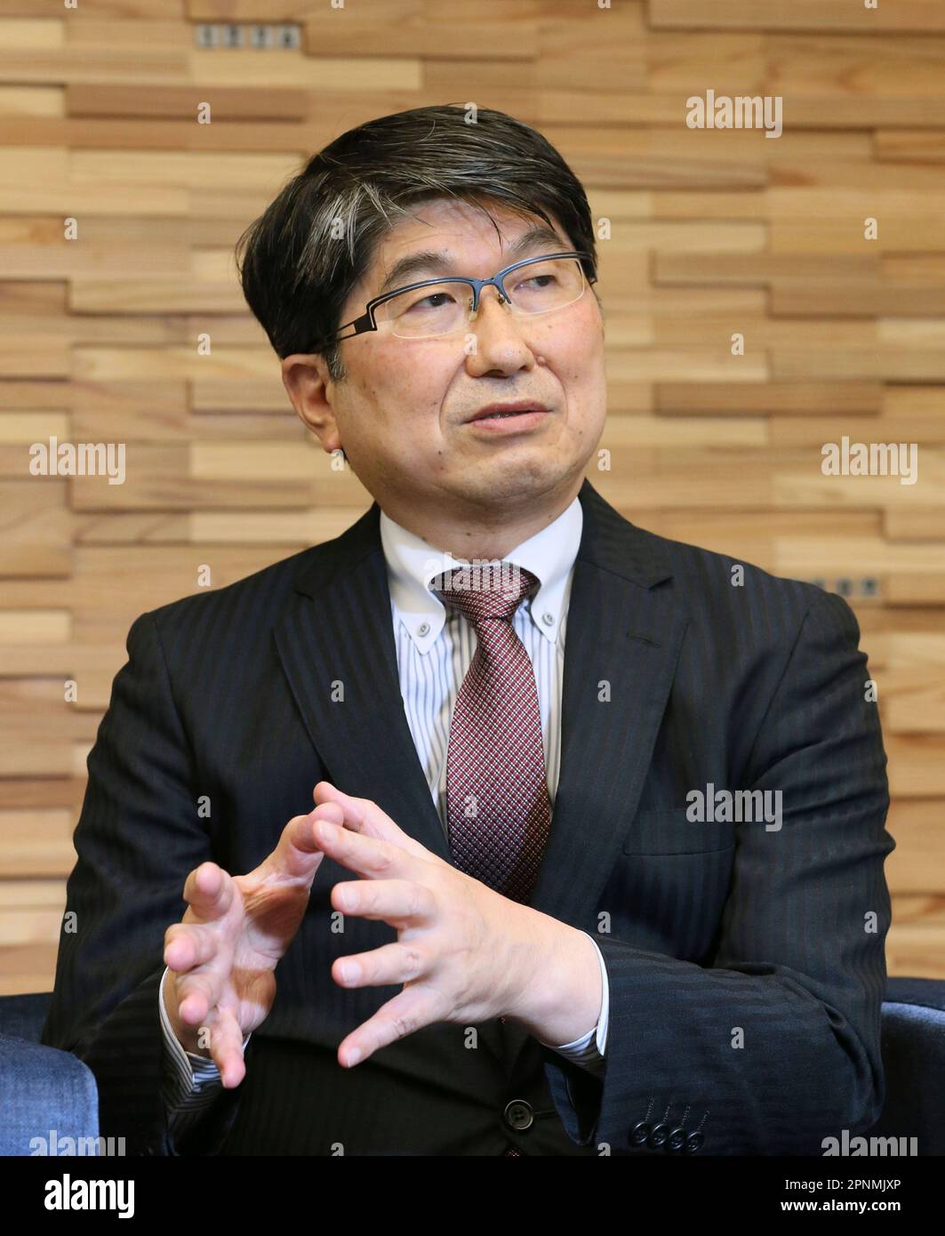 Nagasaki City Mayor Tomihisa Tagami attends an interview at Nagasaki ...