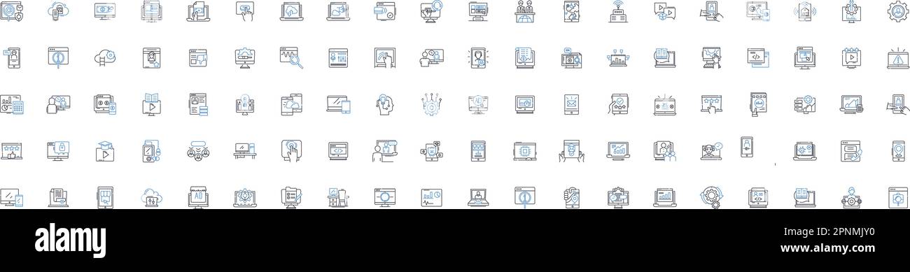 Management System Line Icons Collection Efficiency Automation Integration Organization