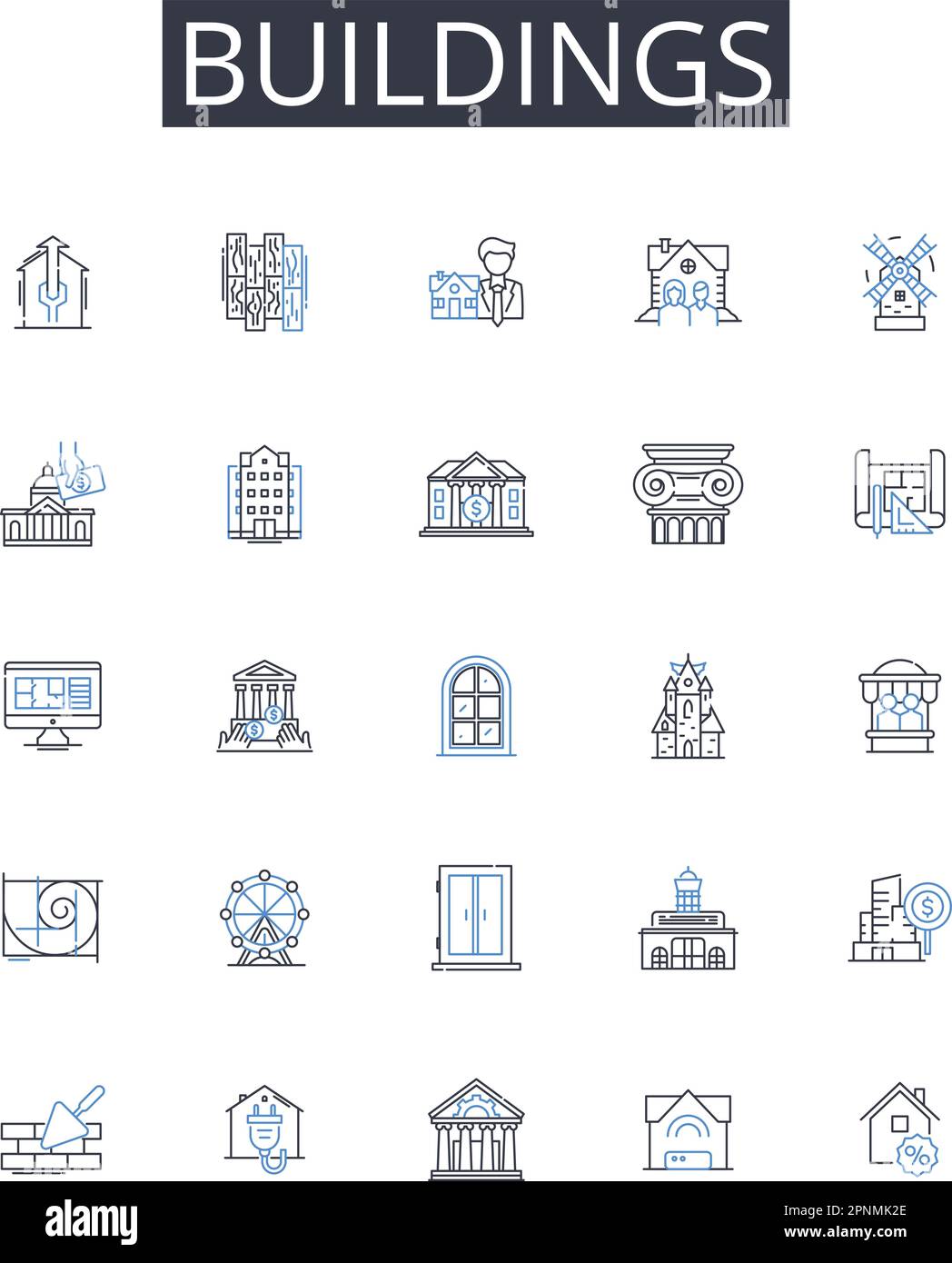 Buildings line icons collection. Innovative, Futuristic ...