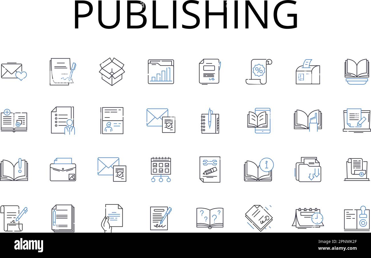 Publishing line icons collection. Printing press, Bookmaking, Magazine ...