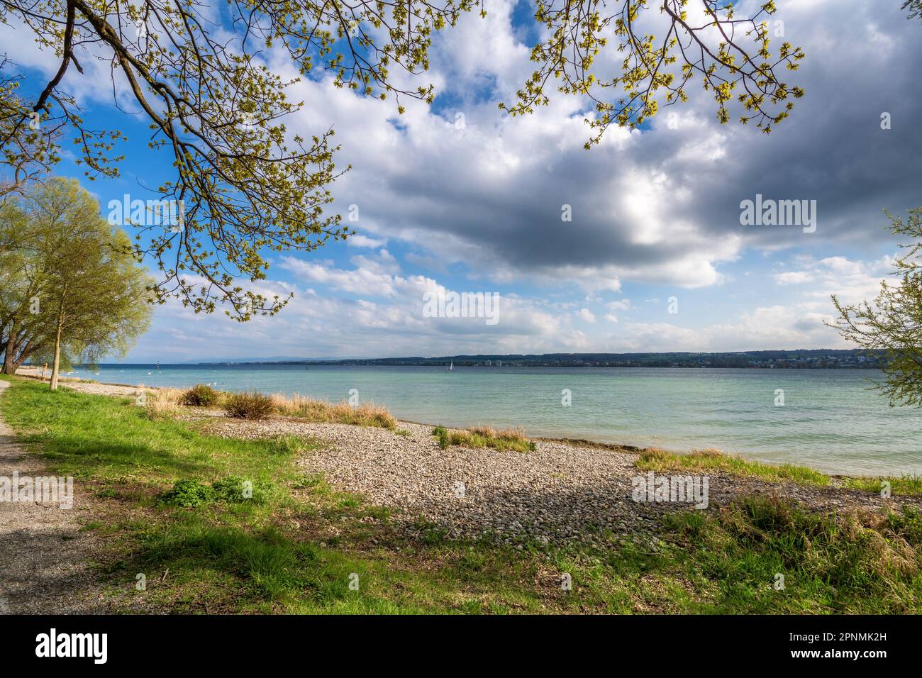 Spring on Lake Constance lakeside blue sky and sunshine Stock Photo - Alamy
