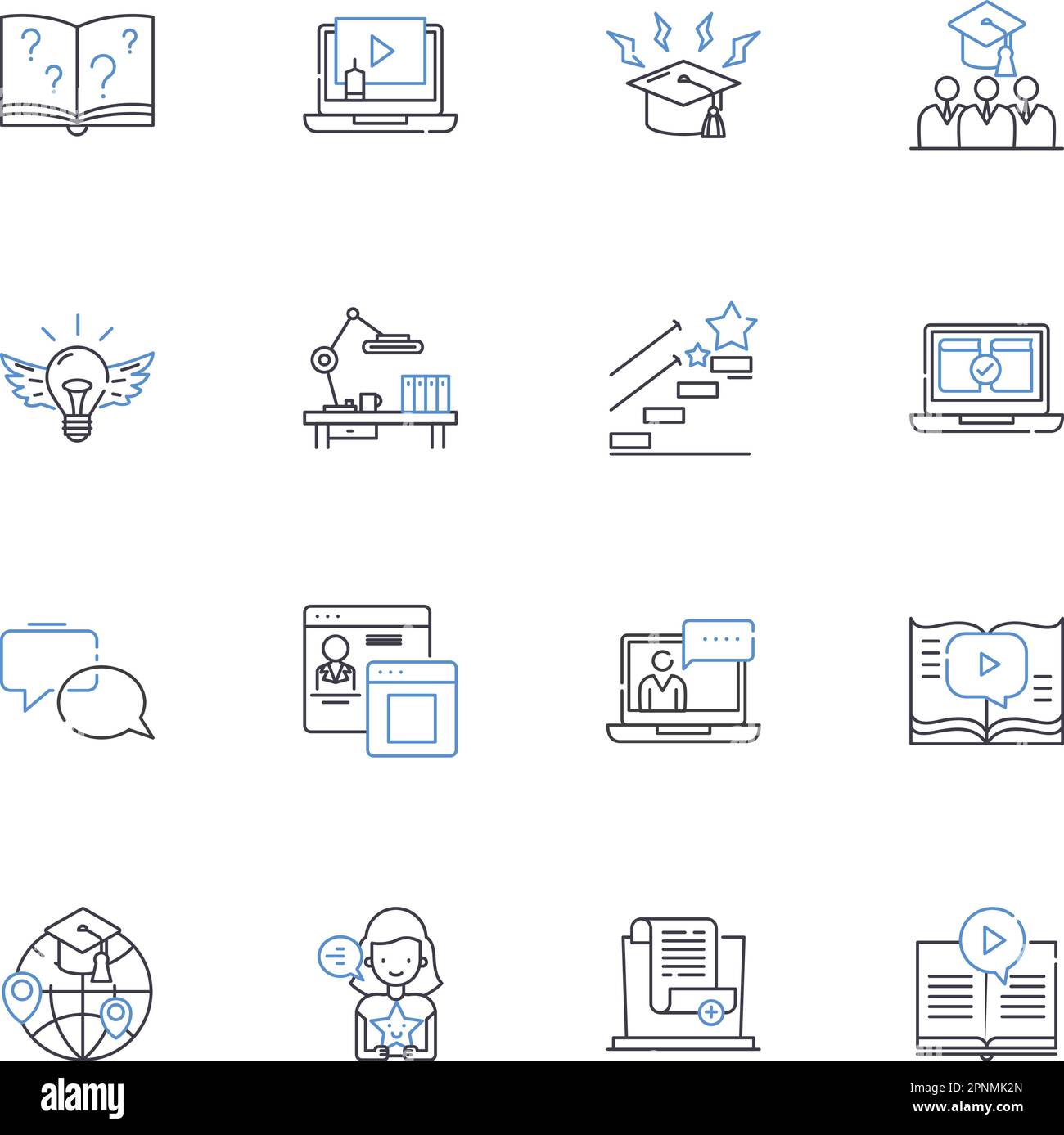 Competence building line icons collection. Training, Development ...