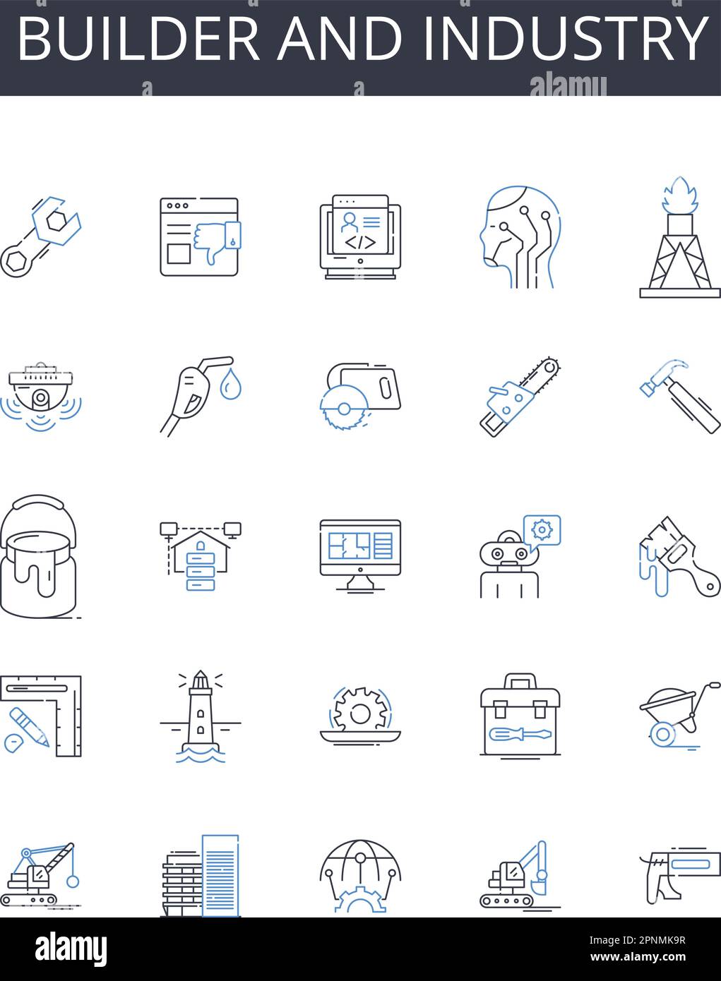 Builder and industry line icons collection. Construction industry ...