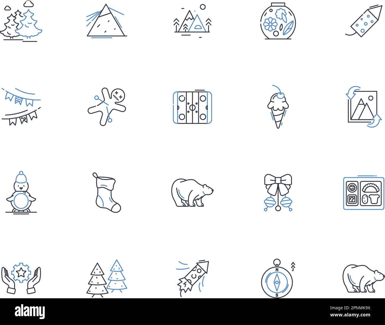 Frigid line icons collection. Icy, Chilly, Freezing, Cold, Frozen ...