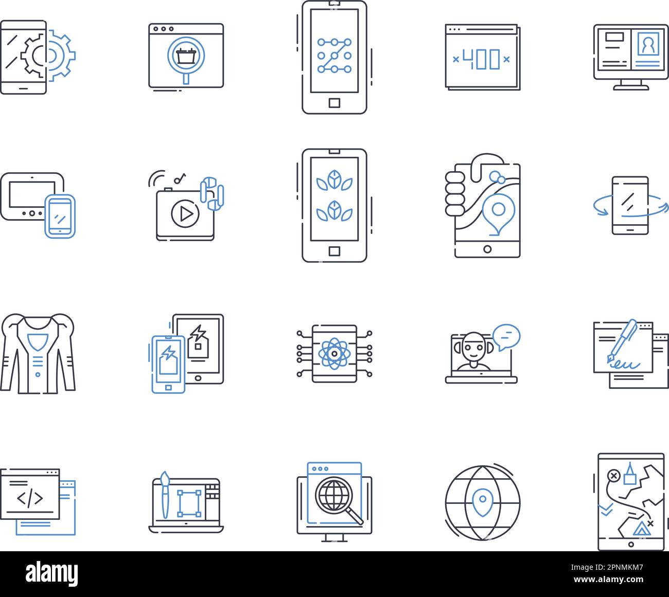Connectivity line icons collection. Linkage, Interconnectivity ...