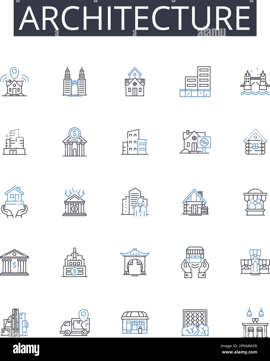 Architecture line icons collection. Engineering, Building, Designing ... Architecture line icons collection. Engineering, Building, Designing ...