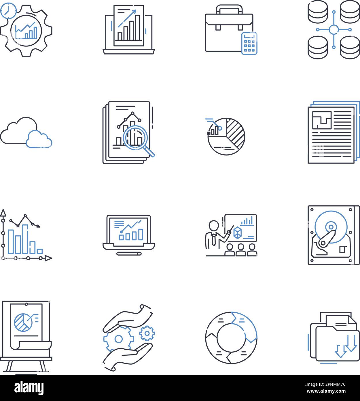 Strategy business line icons collection. Planning, Analysis ...